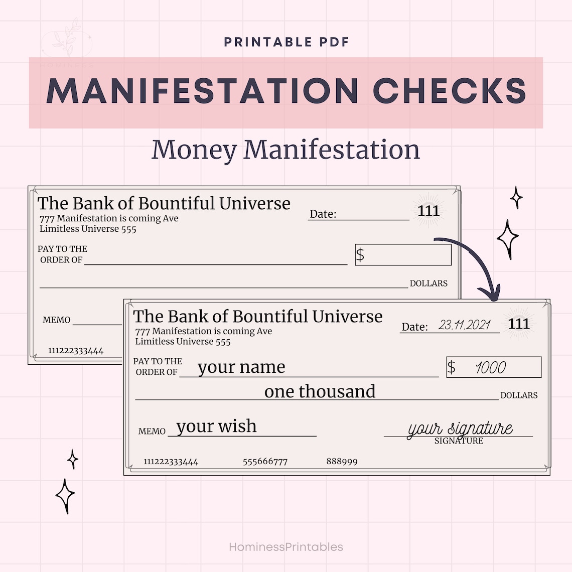 Manifestation Checks Printable. Money Manifestation. Manifestation ...