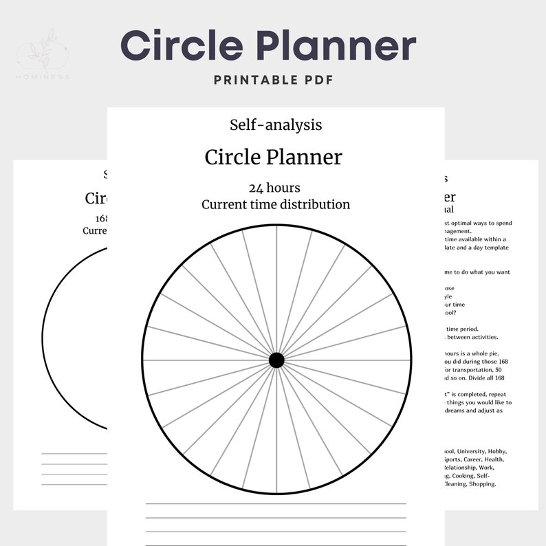 Circle Planner Template Pie Chart of Time Printable Daily Circle ...