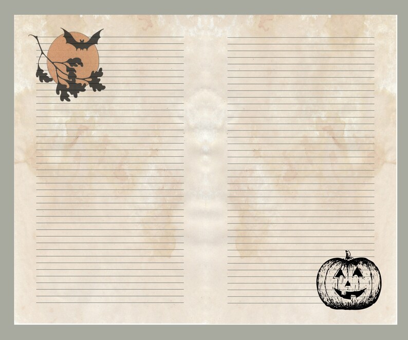 LINED Papers HALLOWEEN, SPOOKY Junk Journal Digital Download Printable ...