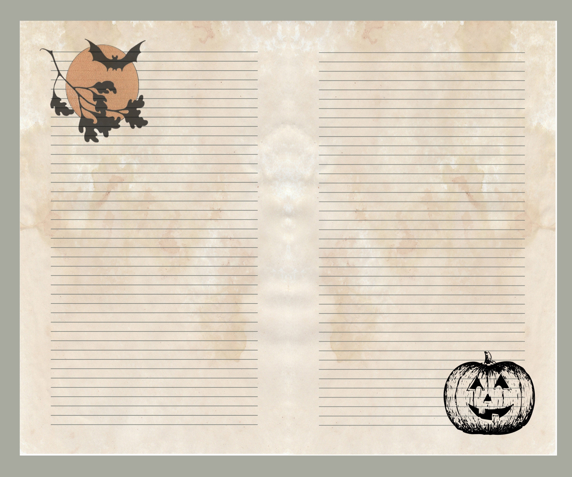 LINED Papers HALLOWEEN, SPOOKY Junk Journal Digital Download Printable ...