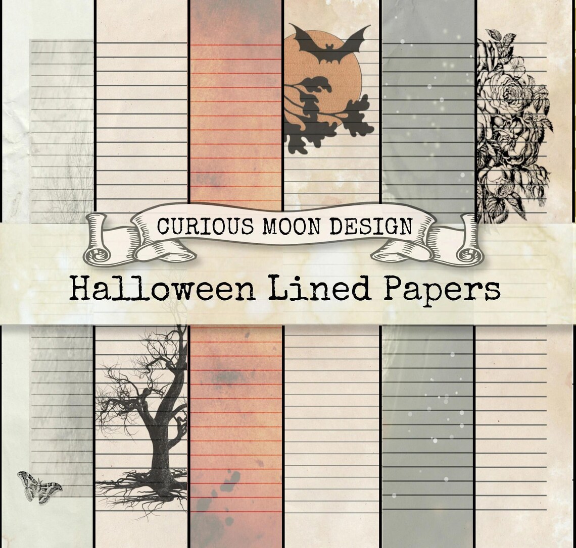 LINED Papers HALLOWEEN, SPOOKY Junk Journal Digital Download Printable ...
