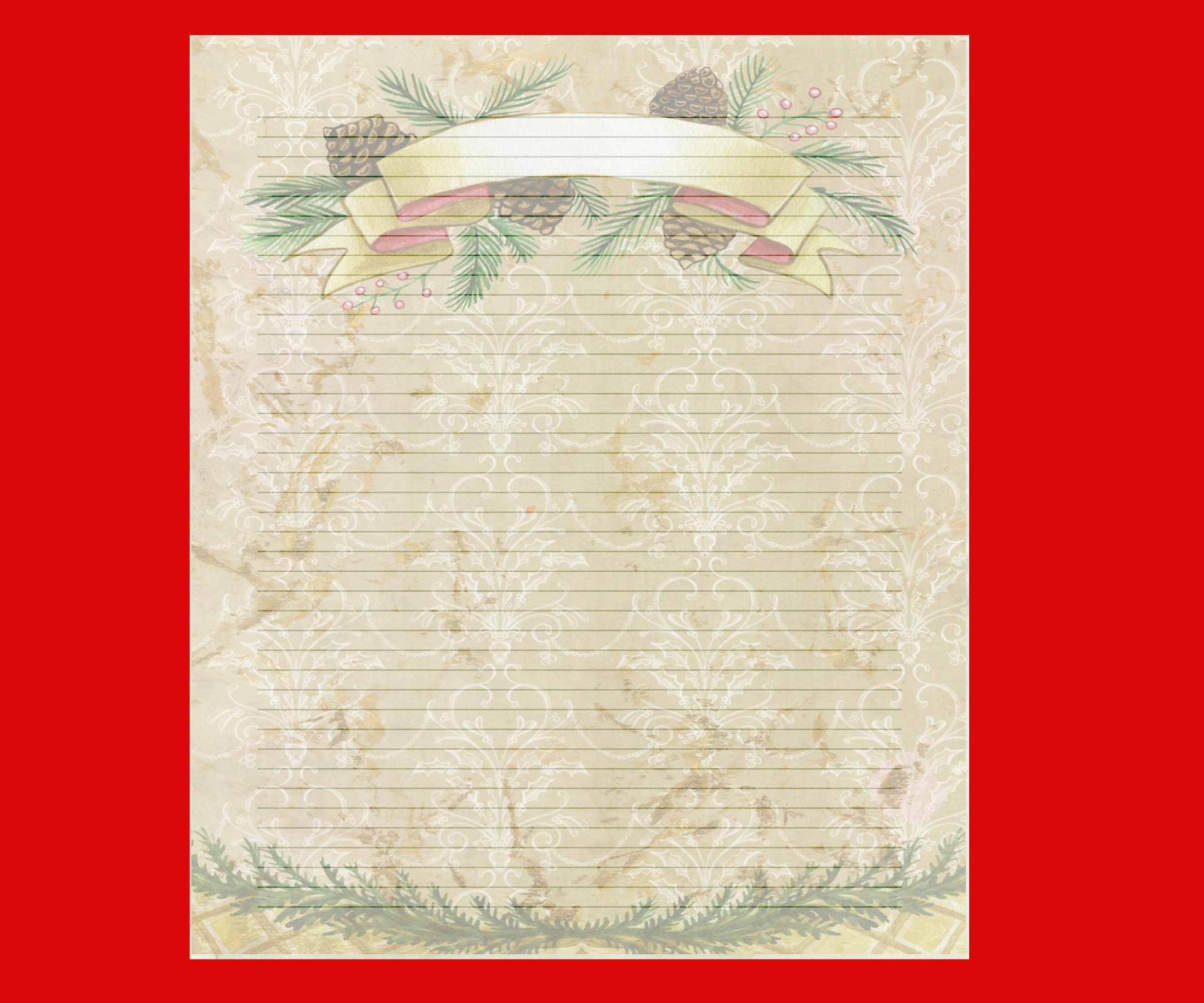 LINED PAPERS Christmas Themed Kit Journal Printable Digital Download ...