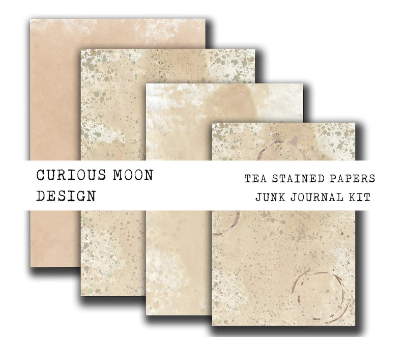TEA & COFFEE STAINED Paper, Journal Kit, Paper Craft, Scrapbook Digital ...