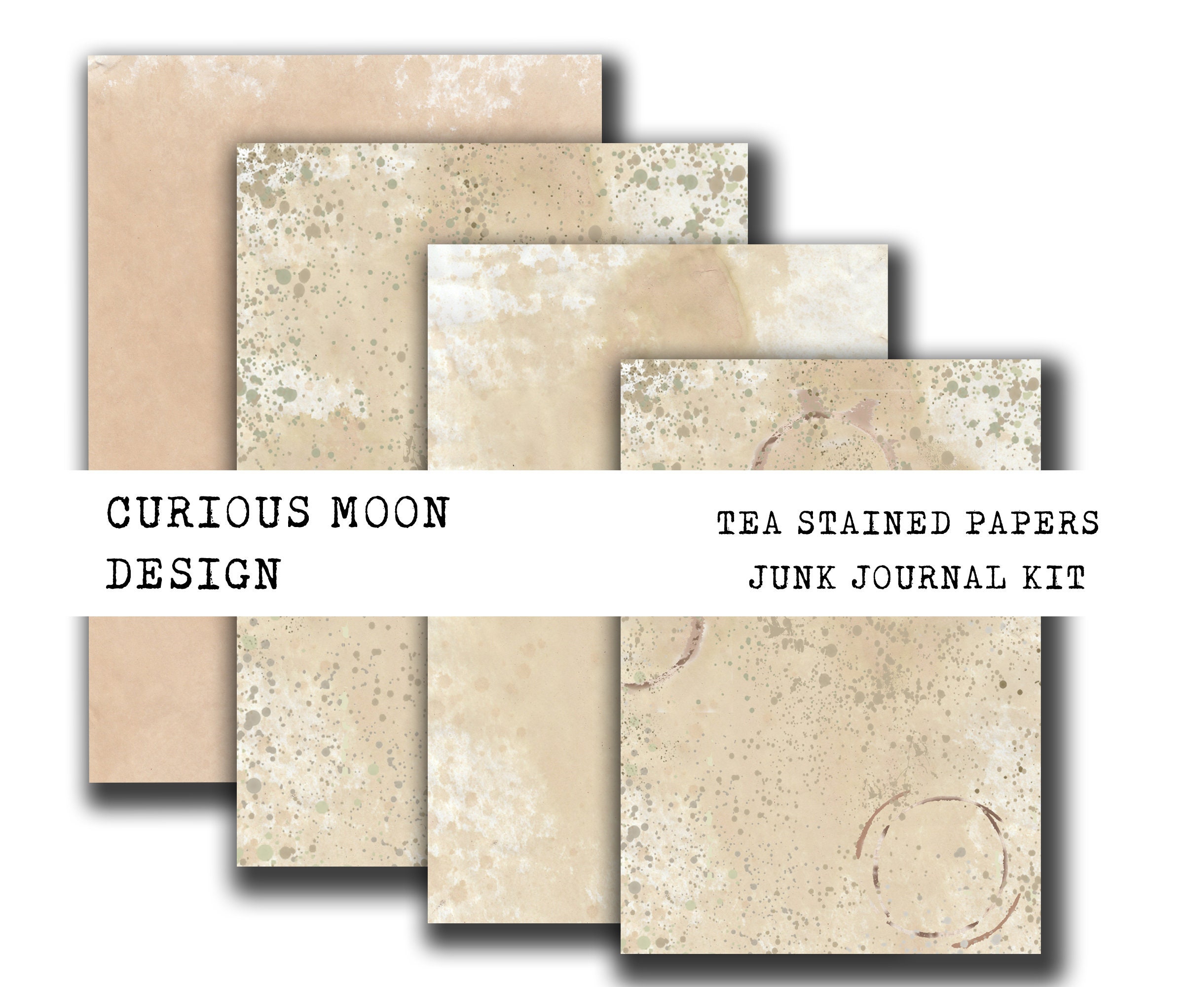 TEA & COFFEE STAINED Paper, Journal Kit, Paper Craft, Scrapbook Digital ...