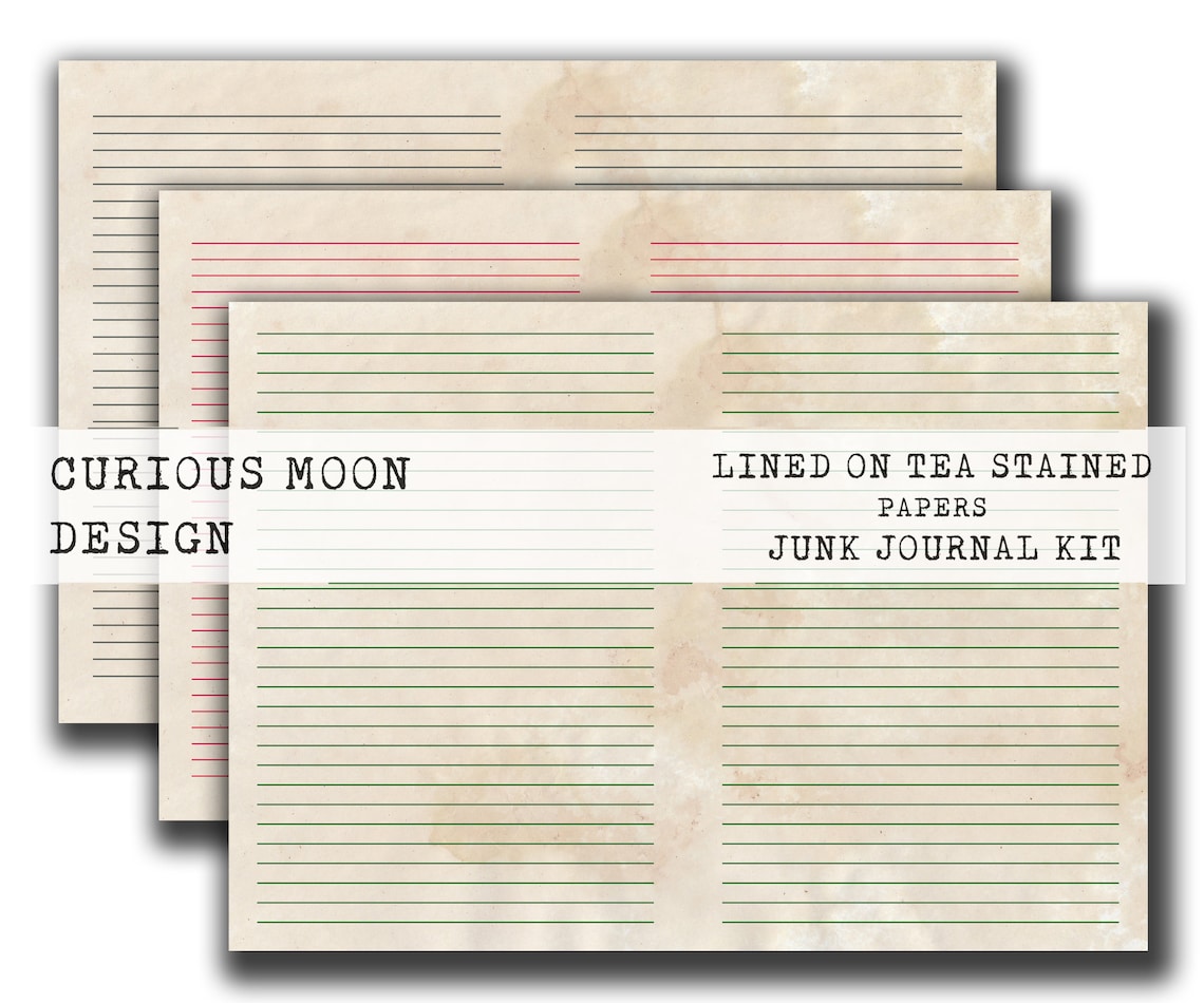 LINED PAPER Junk Journal Printable DIY Add on Pages for Paper | Etsy