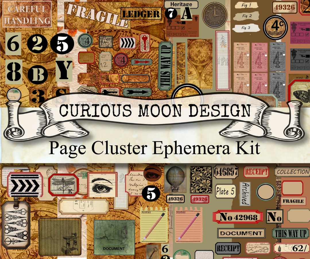 Vintage Page Clusters for Junk Journals Scrapbooks Retro Chic Page ...