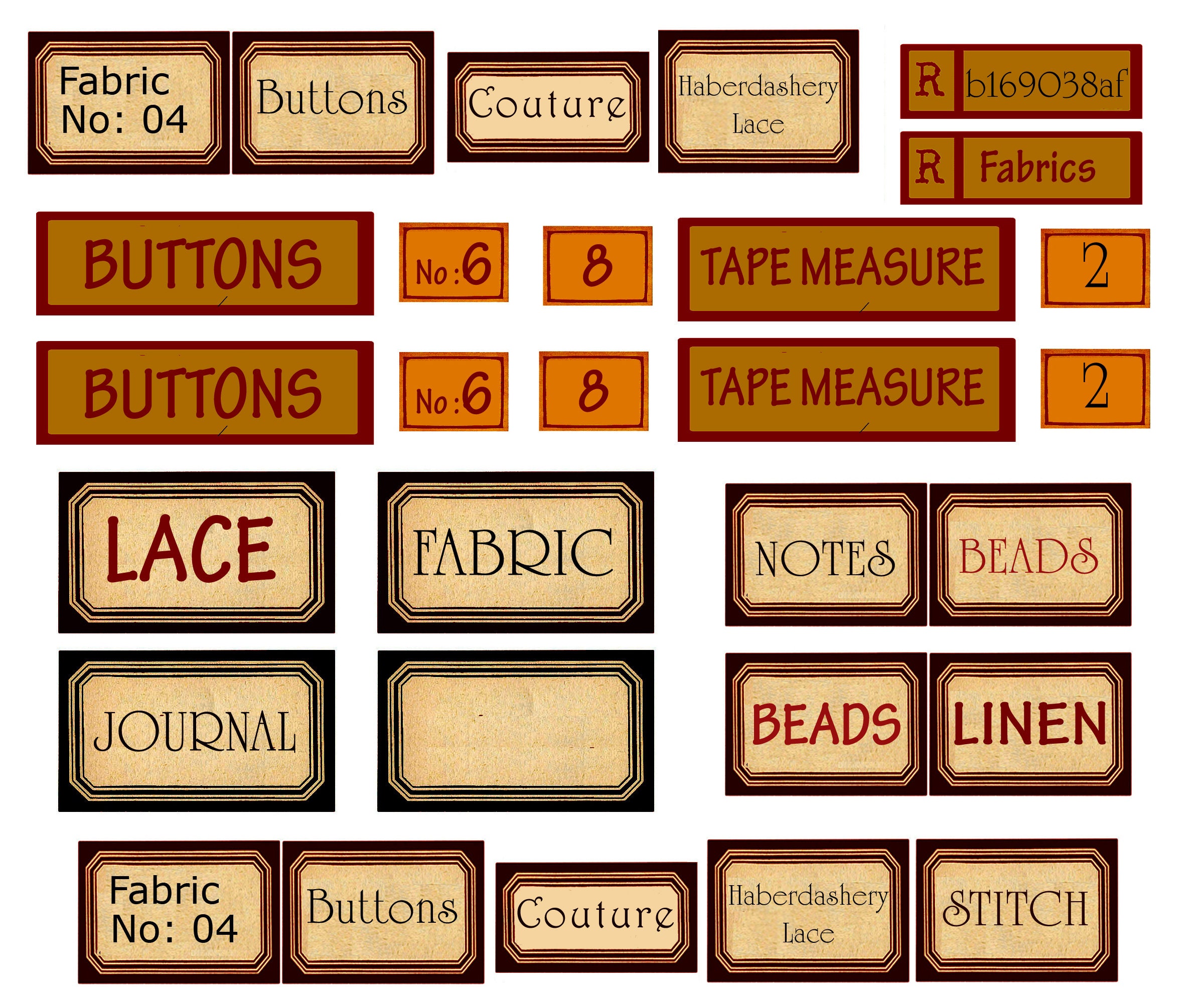 LABELS VINTAGE RETRO Style , Digital Printable, Tickets, Number Labels ...