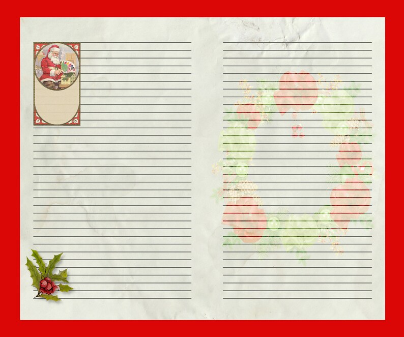 LINED PAPERS Christmas Themed Kit Journal Printable Digital Download ...