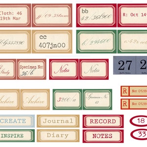 LABELS VINTAGE RETRO Style , Digital Printable, Tickets, Number Labels ...