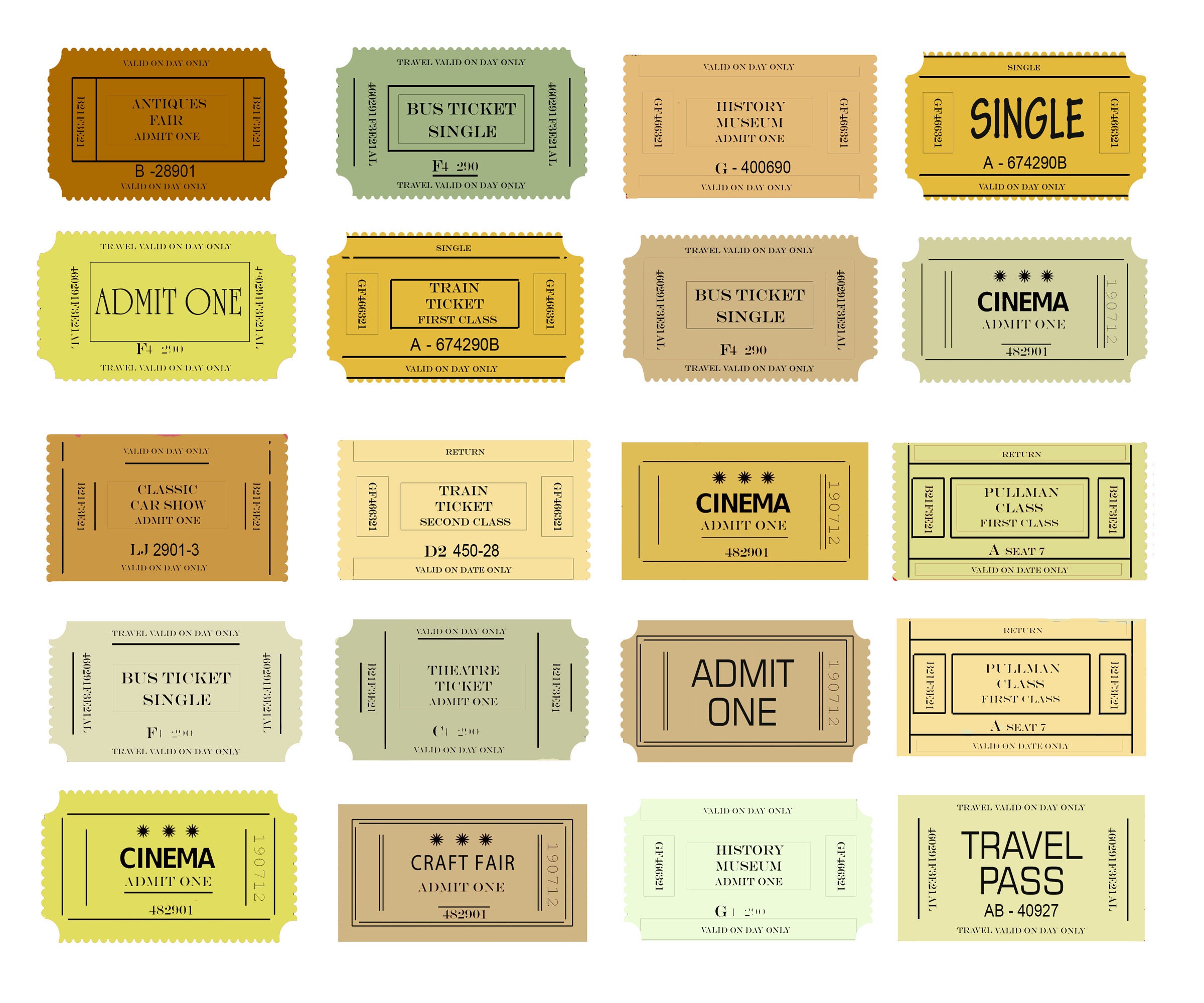 LABELS VINTAGE RETRO Style , Digital Printable, Tickets, Number Labels ...