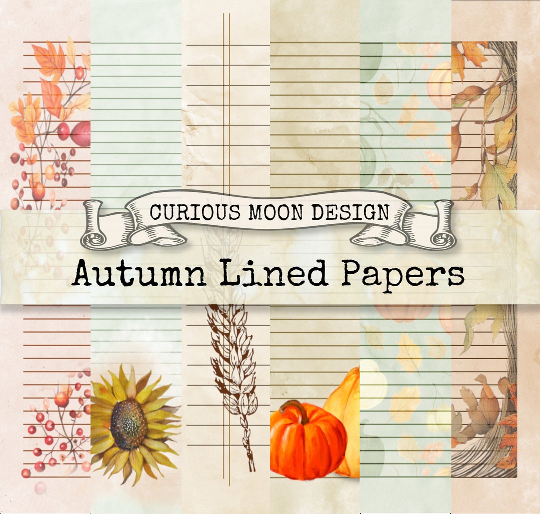 LINED PAPERS Autumn Styled Junk Journal Digital Download Printable Kit ...