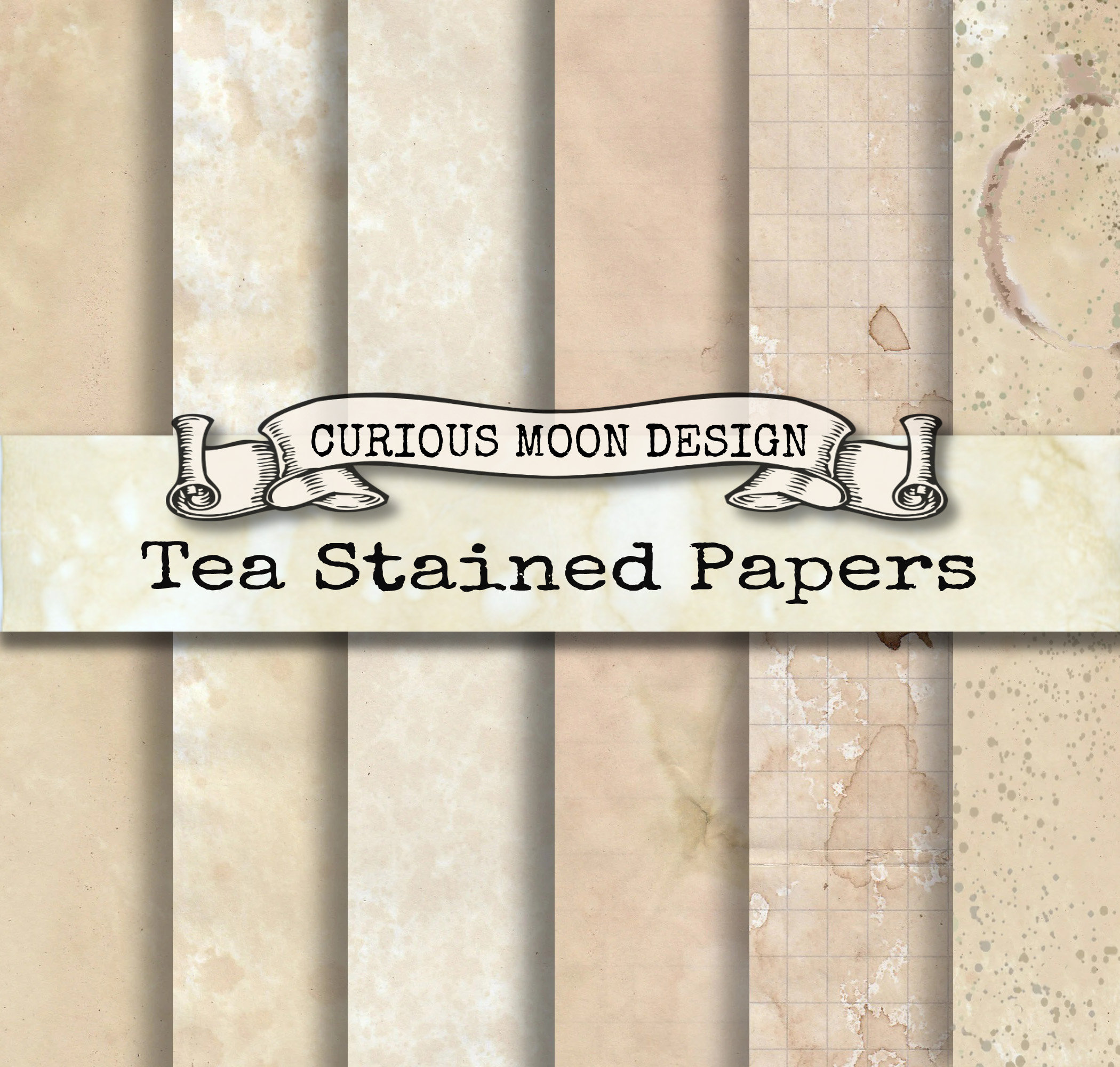 TEA & COFFEE STAINED Paper, Journal Kit, Paper Craft, Scrapbook Digital ...