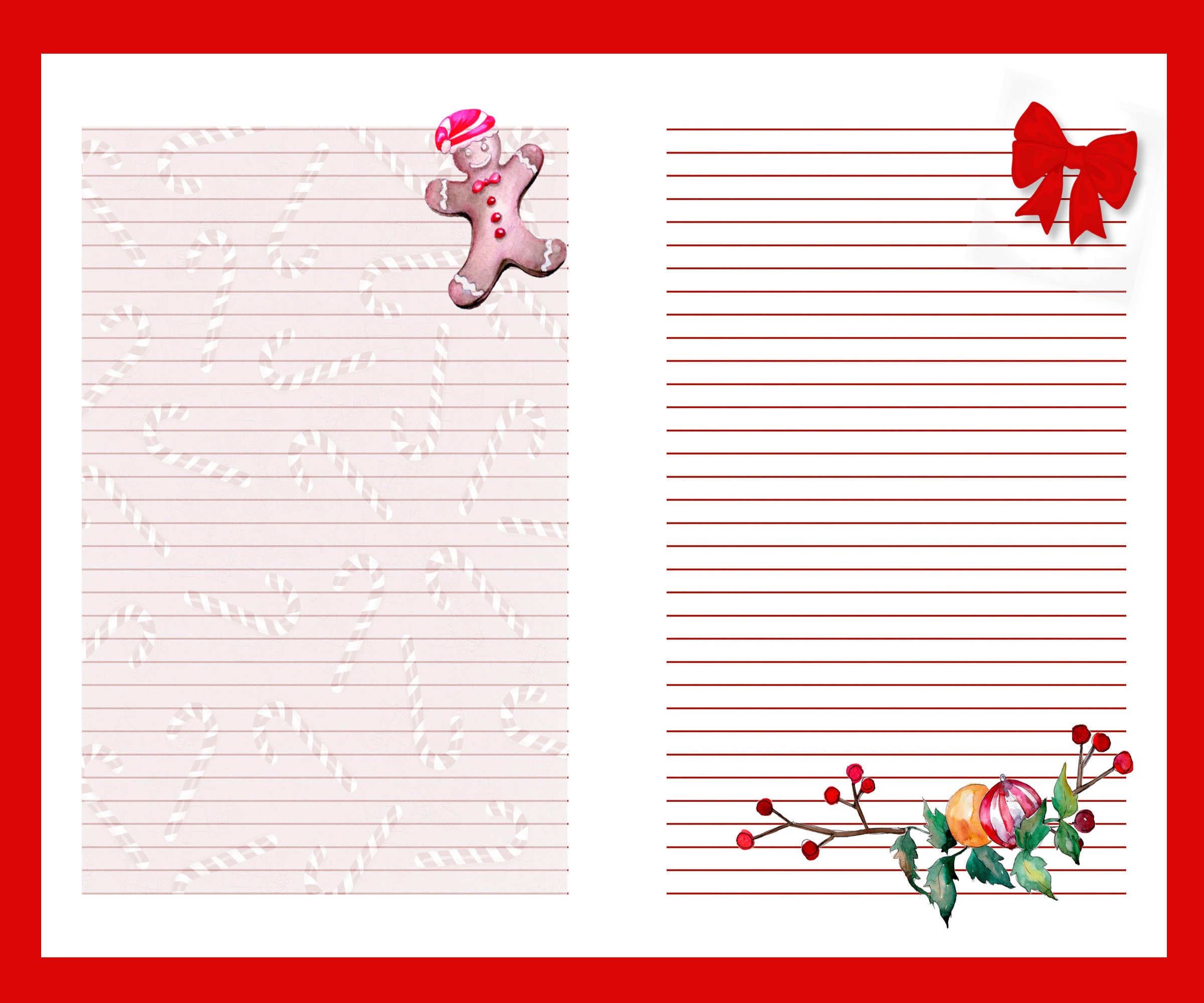 LINED PAPERS Christmas Themed Kit Journal Printable Digital Download ...