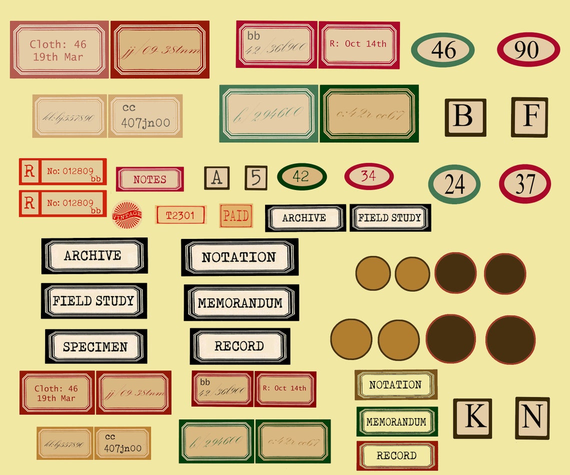 Mini FILE FOLDER Digital Printable Kit. Museum Archival Style Ephemera ...