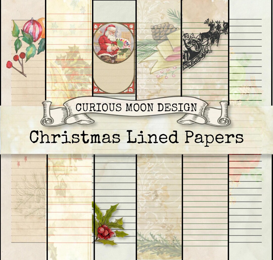 LINED PAPERS Christmas Themed Kit Journal Printable Digital Download ...