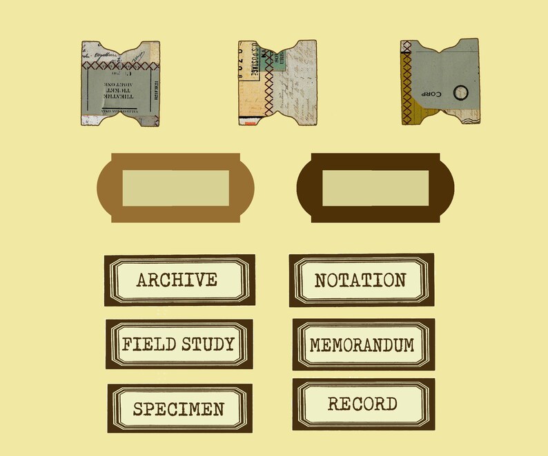 Mini FILE FOLDER Digital Printable Kit. Museum Archival Style Ephemera ...