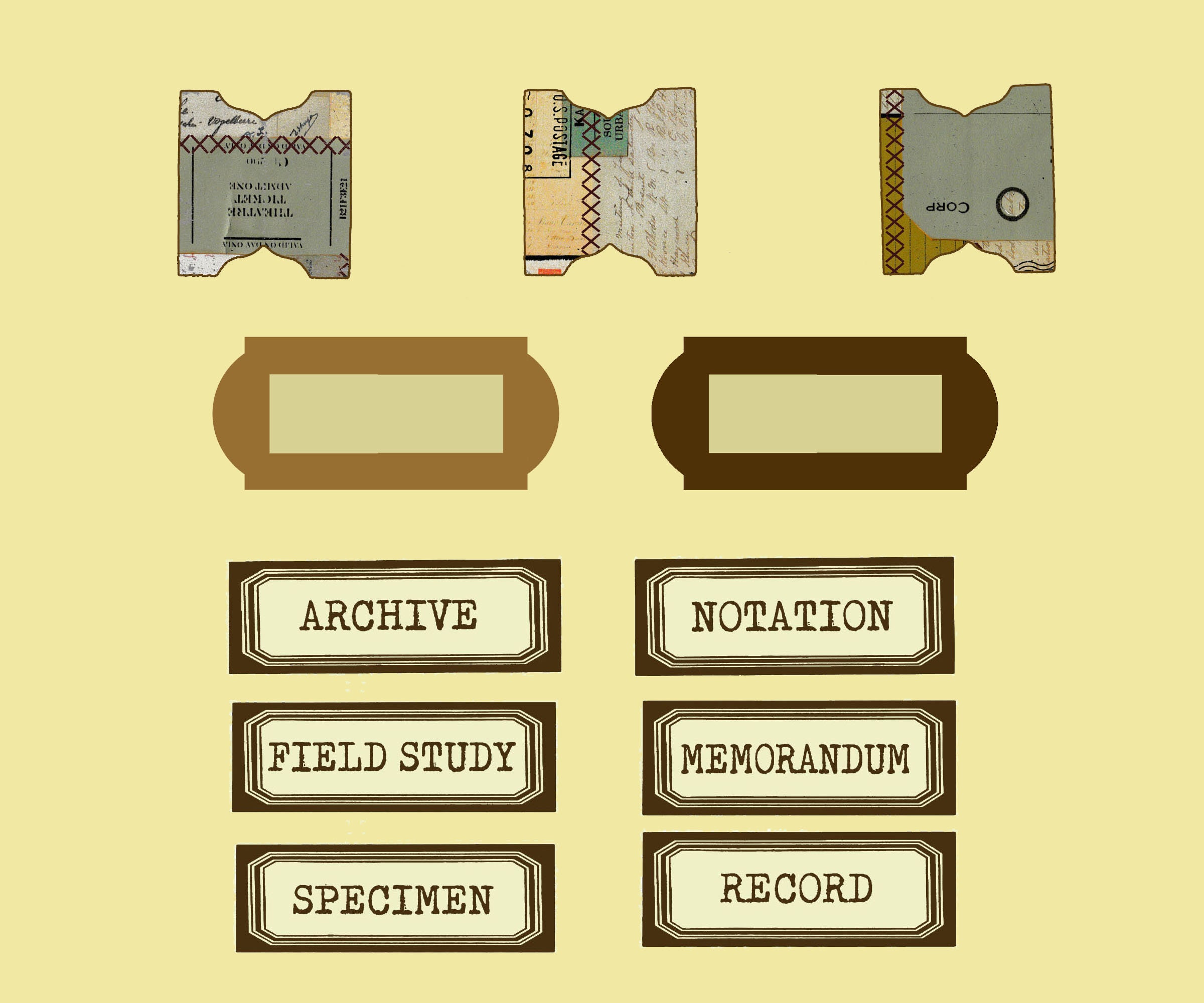 Mini FILE FOLDER Digital Printable Kit. Museum Archival Style Ephemera ...