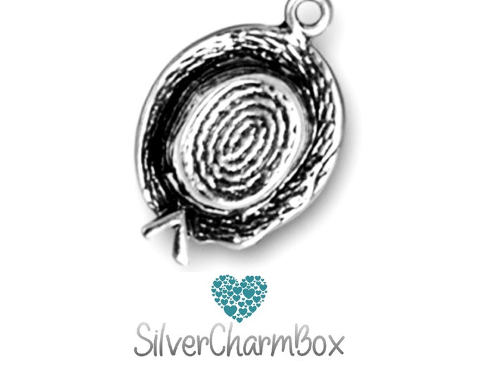 Sterling Silver Straw Hat Charm - Etsy