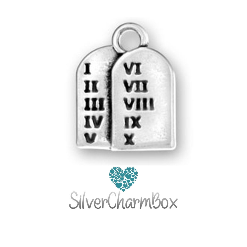 Sterling Silver Ten Commandments Charm - Etsy