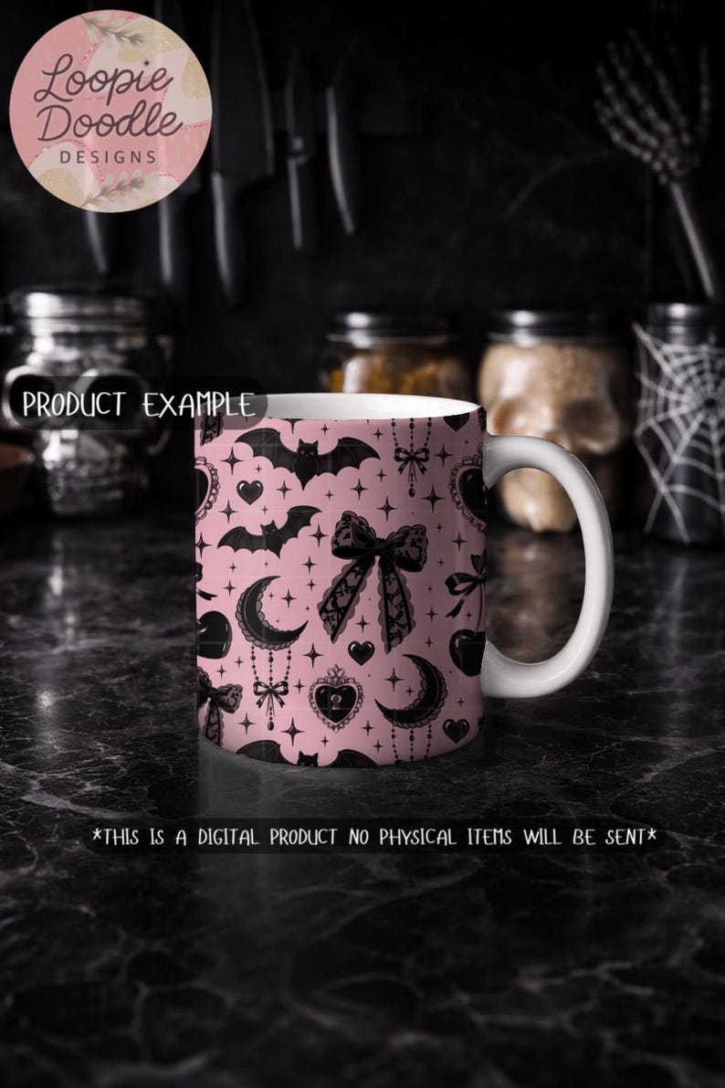 Pink Gothic Coquette Seamless Pattern | Goth Bats, Cherries, Lace Bows ...