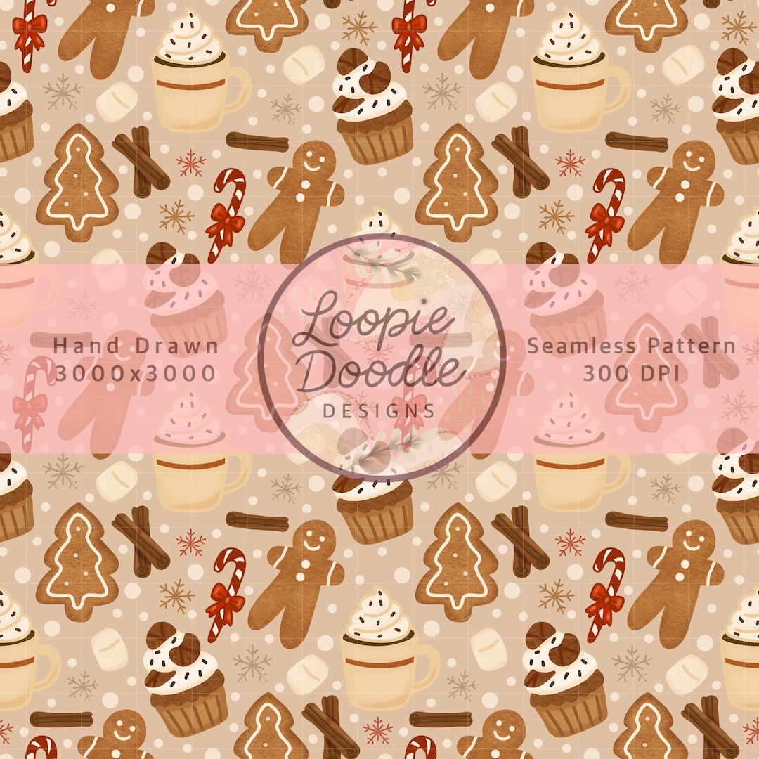 Gingerbread Christmas Seamless Pattern | Hand-drawn Holiday Digital ...