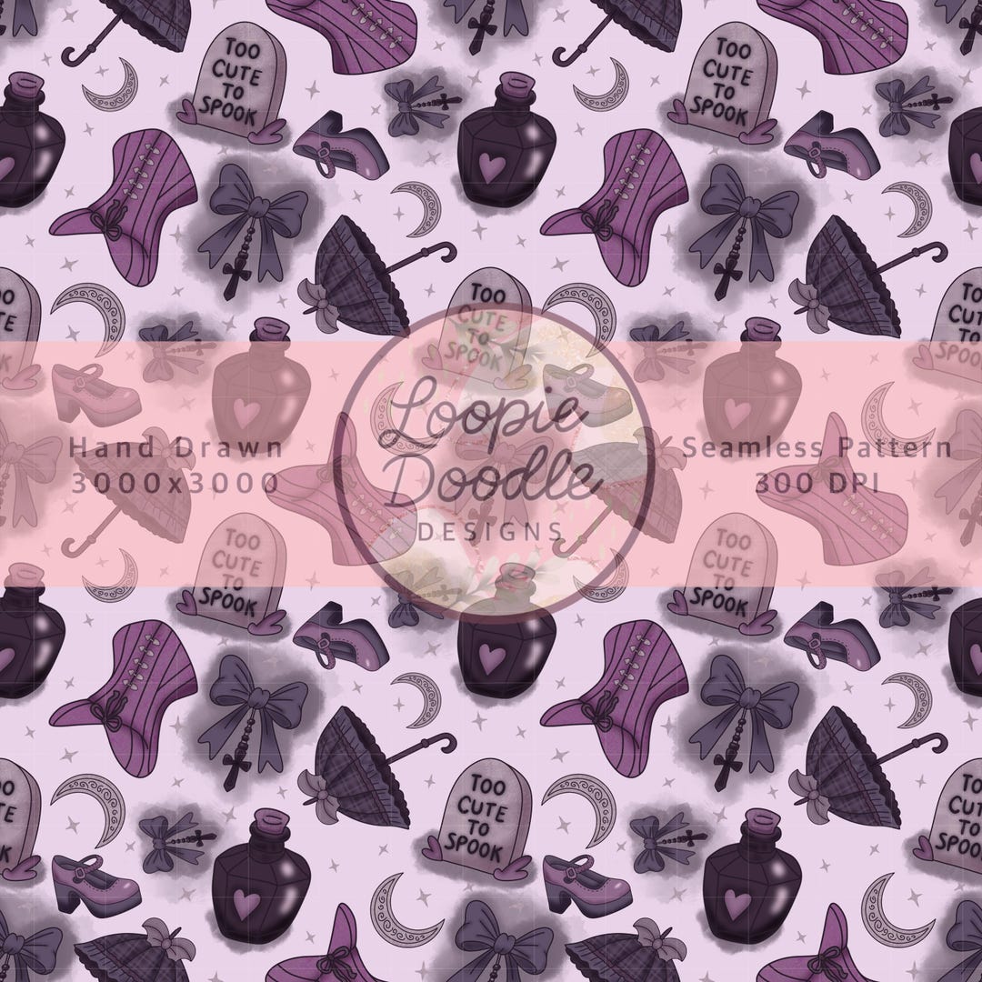 Kawaii Gothic Halloween Seamless Pattern (digital Paper) - Etsy