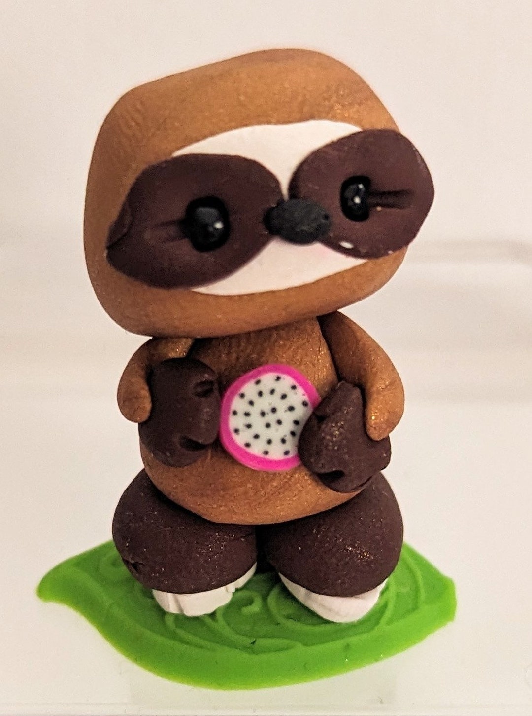Cutr Sloth Polymer Clay Figurine With Dragon Fruit - Etsy