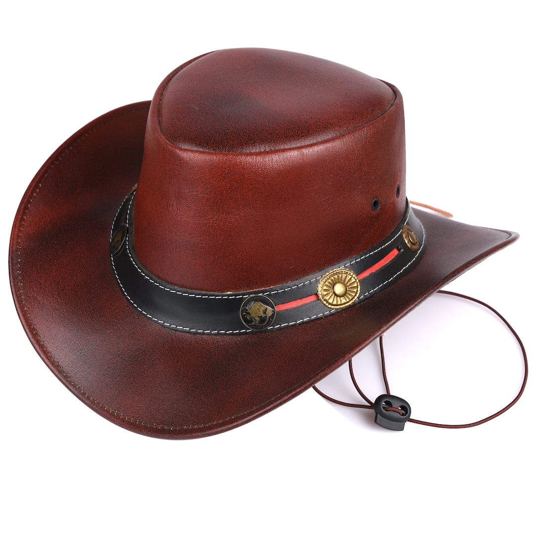 Leather Cowboy Hat Western Style Genuine Premium Leather Hats for Men ...