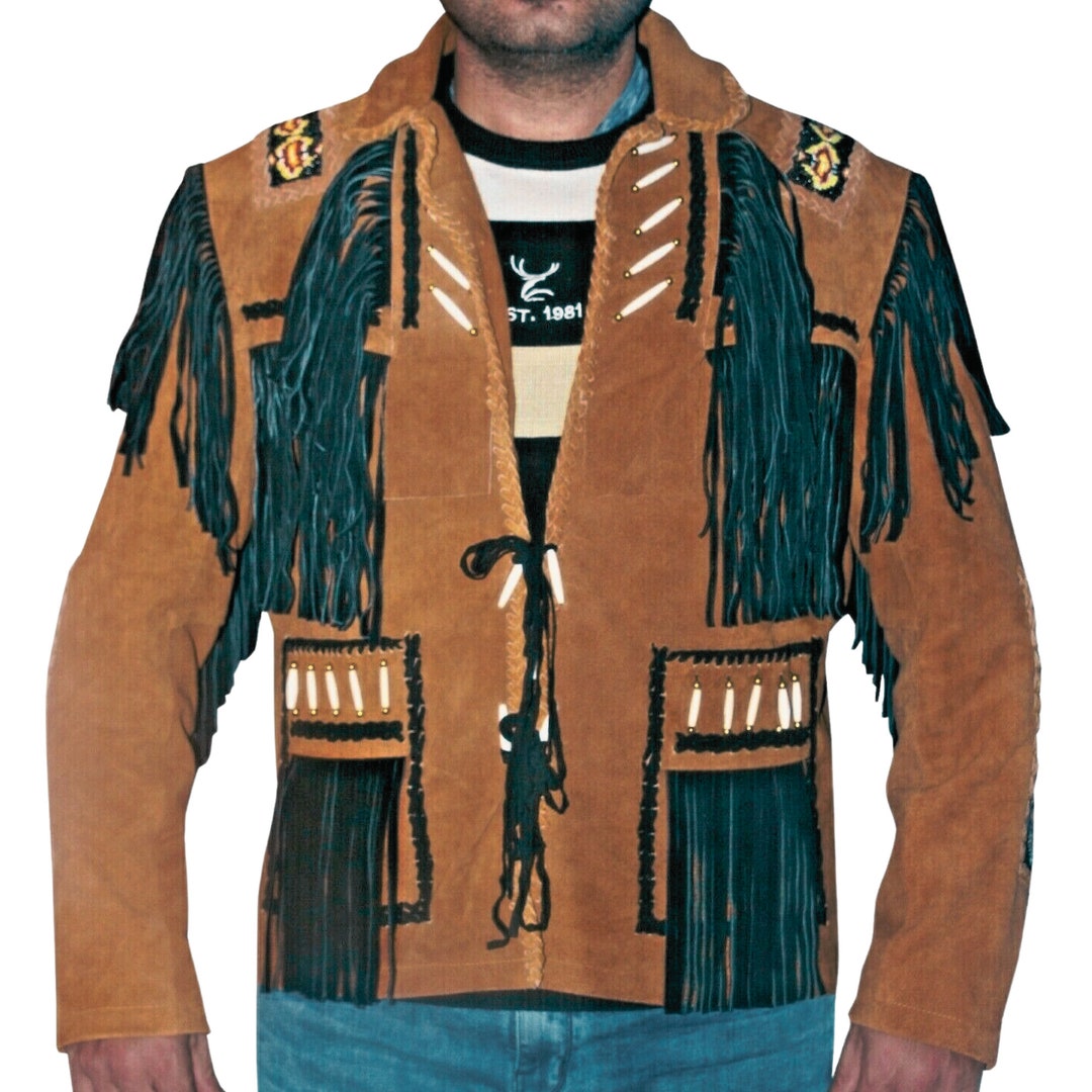 Fringed Suede Leather Western Jacket: Cowboy Style Beaded Details - Etsy