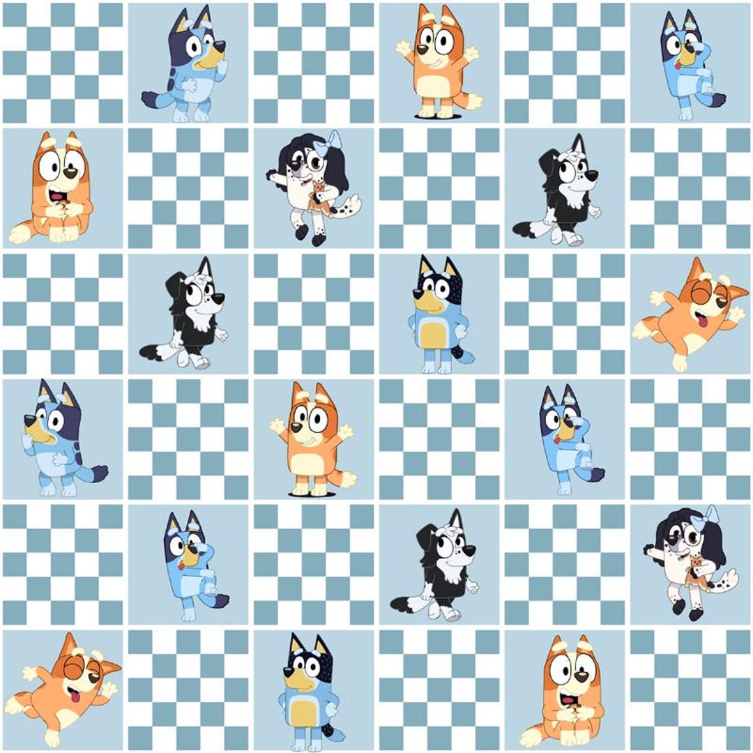 Bluey Blue Printed Softshell Fabric Softshell Fabric Custom Printed ...