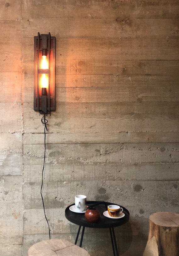 Industrial Design Lamp Metal Lamps Wood Lamp Wall Sconce Iron - Etsy