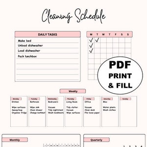 Cleaning Schedule PDF, Printable, Great Tool for ADHD and Depression - Etsy