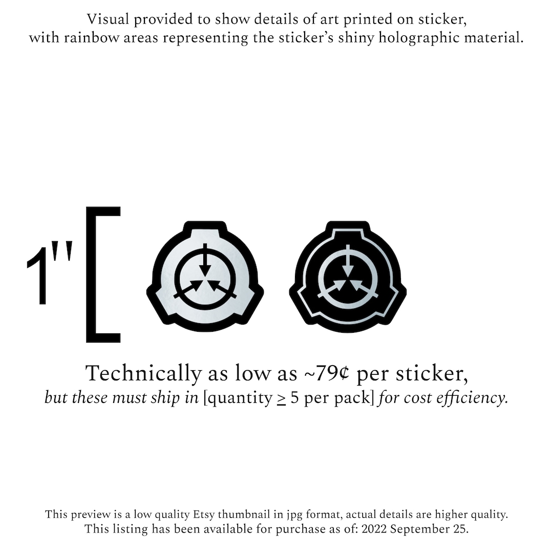 Tough Stickers: SCP Logo, 1 one Inch tiny Token Size, iridescent ...