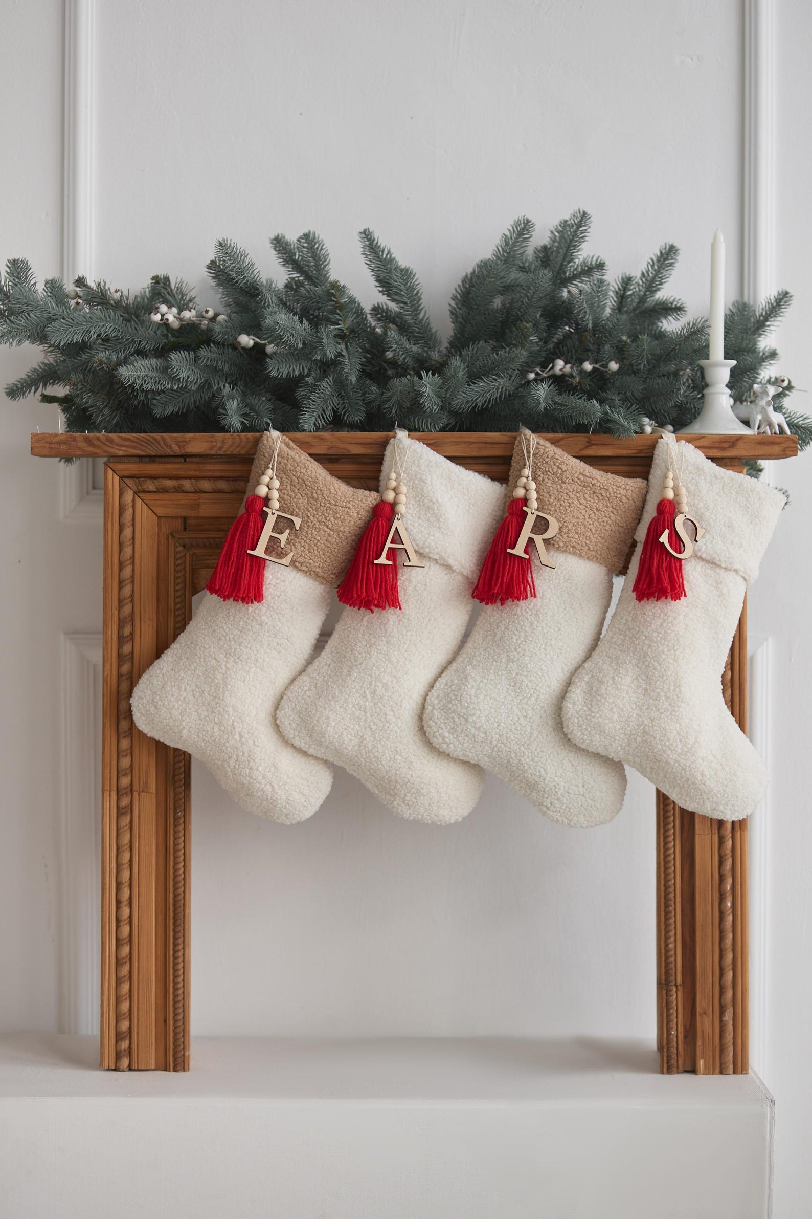 Natural Christmas Stocking, Personalized Minimalist Stocking ...