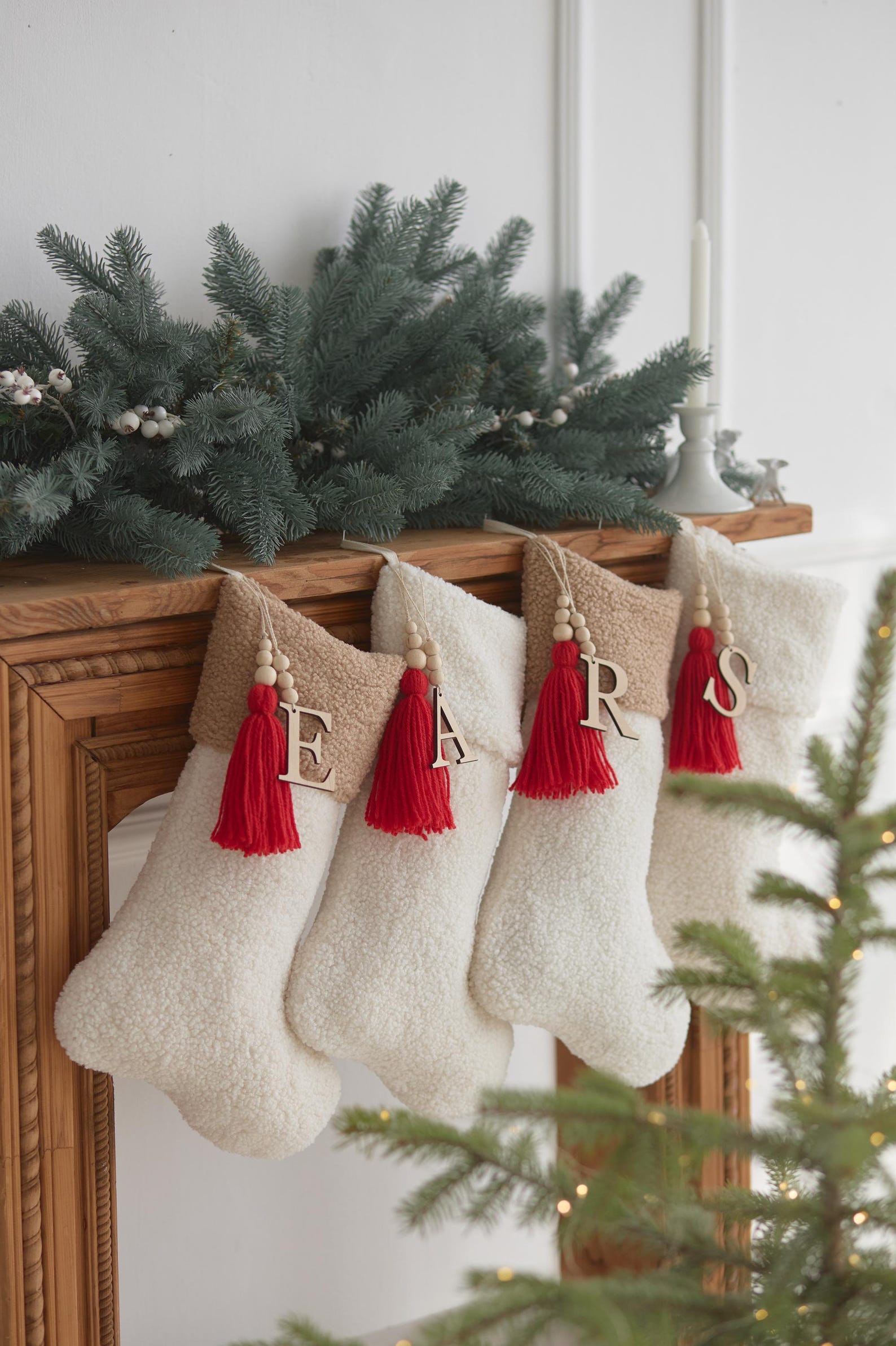 Natural Christmas Stocking, Personalized Minimalist Stocking ...