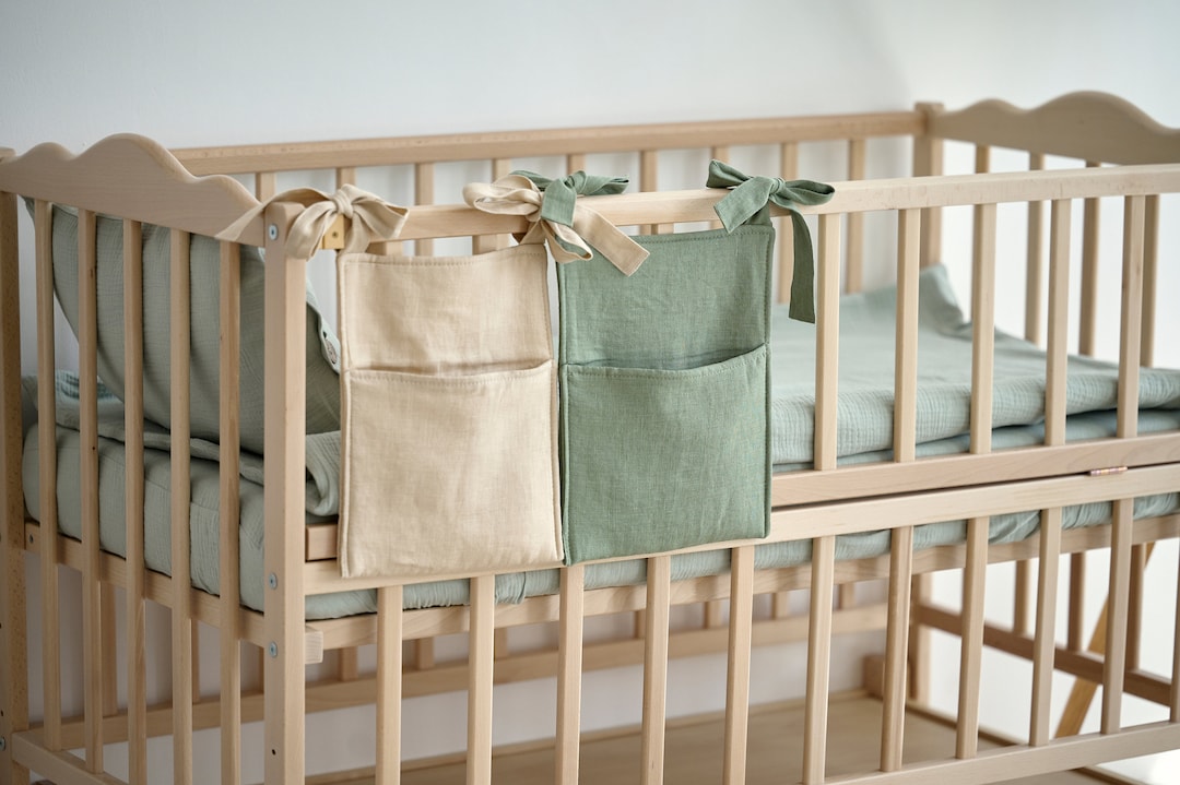 Natural Linen Crib Organizer, Baby Cot Pocket Organizer, Diapers Beige ...