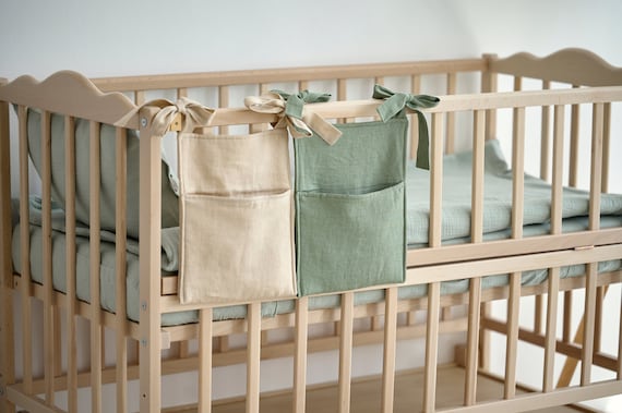 Natural Linen Crib Organizer Baby Cot Pocket Organizer - Etsy