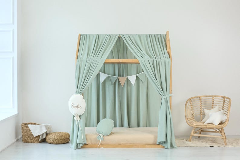 Montessori Bed Canopy, Canopy Bed Curtains, House Bed Cover, Montessori ...