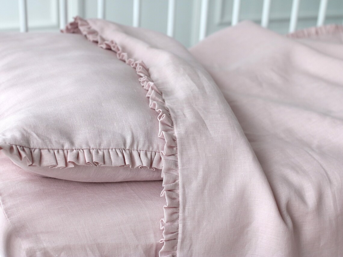 Pink Farmhouse Ruffled Crib Bedding Set Crib Bedding Set | Etsy