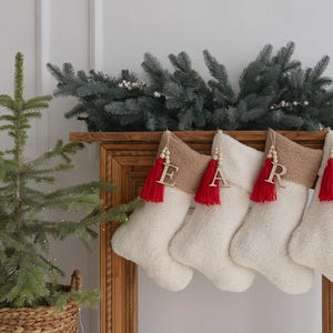 Natural Christmas Stocking, Personalized Minimalist Stocking ...