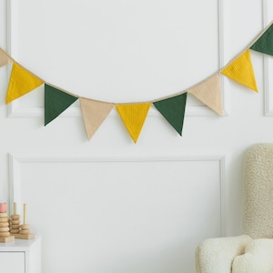 Bunting Wall Decor, Sage Green Fabric Bunting Banner, Neutral String ...