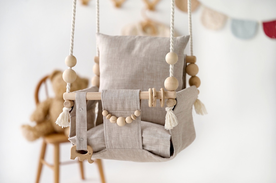 Baby Swing, Linen Swing, Baby Swing Indoor, Garden Swing, Gift for Baby ...