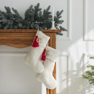 Natural Christmas Stocking, Personalized Minimalist Stocking ...