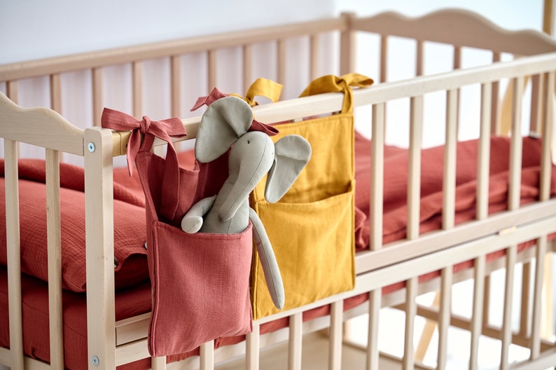 Linen Crib Organizer Baby Cot Pocket Organizer Diapers - Etsy