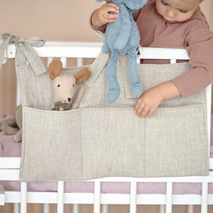 Linen Crib Organizer, Baby Cot Pocket Organizer, Diapers Organizer ...