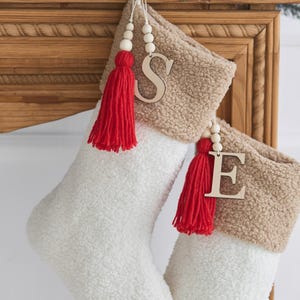 Natural Christmas Stocking, Personalized Minimalist Stocking ...
