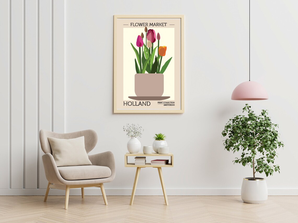 Flower Market Holland Print Modern Art Floral Poster - Etsy UK