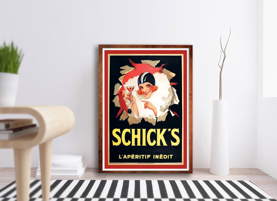 Schick's Vintage Poster Alcohol Prints Alcohol Reclame - Etsy Nederland