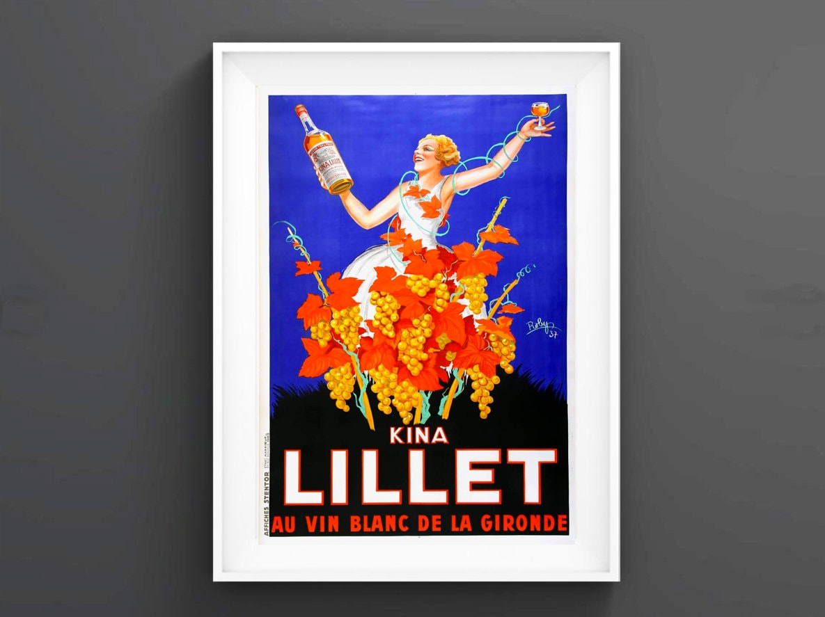 Kina Lillet Vintage Poster Alcohol Prints Alcohol | Etsy