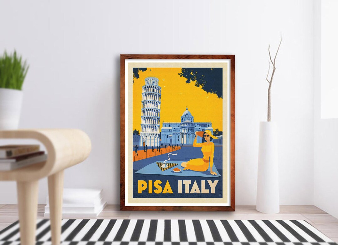 Pisa Italy Vintage Poster - Pisa Italy Travel Poster - Pisa Italy Print ...